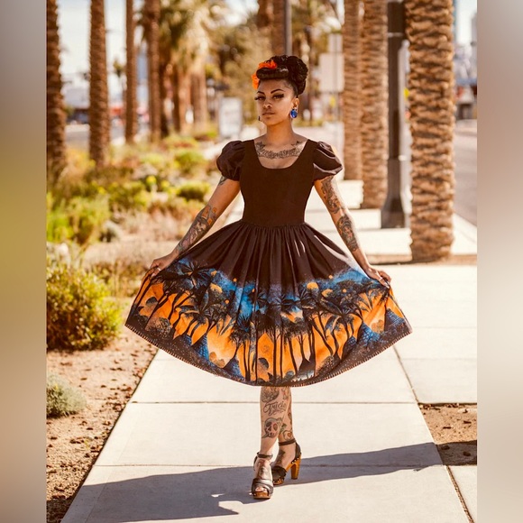 Pinup Couture | Dresses | Rockin Bettie Pinup Mayan Jungle Border Swing ...